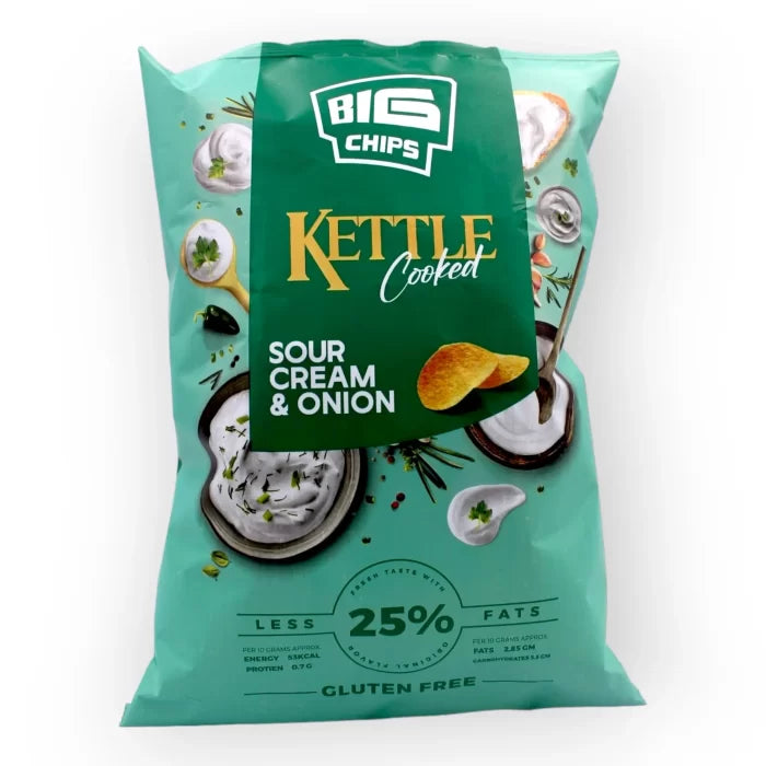 Big chips kettle cooked sour cream & onion gluten free 100g