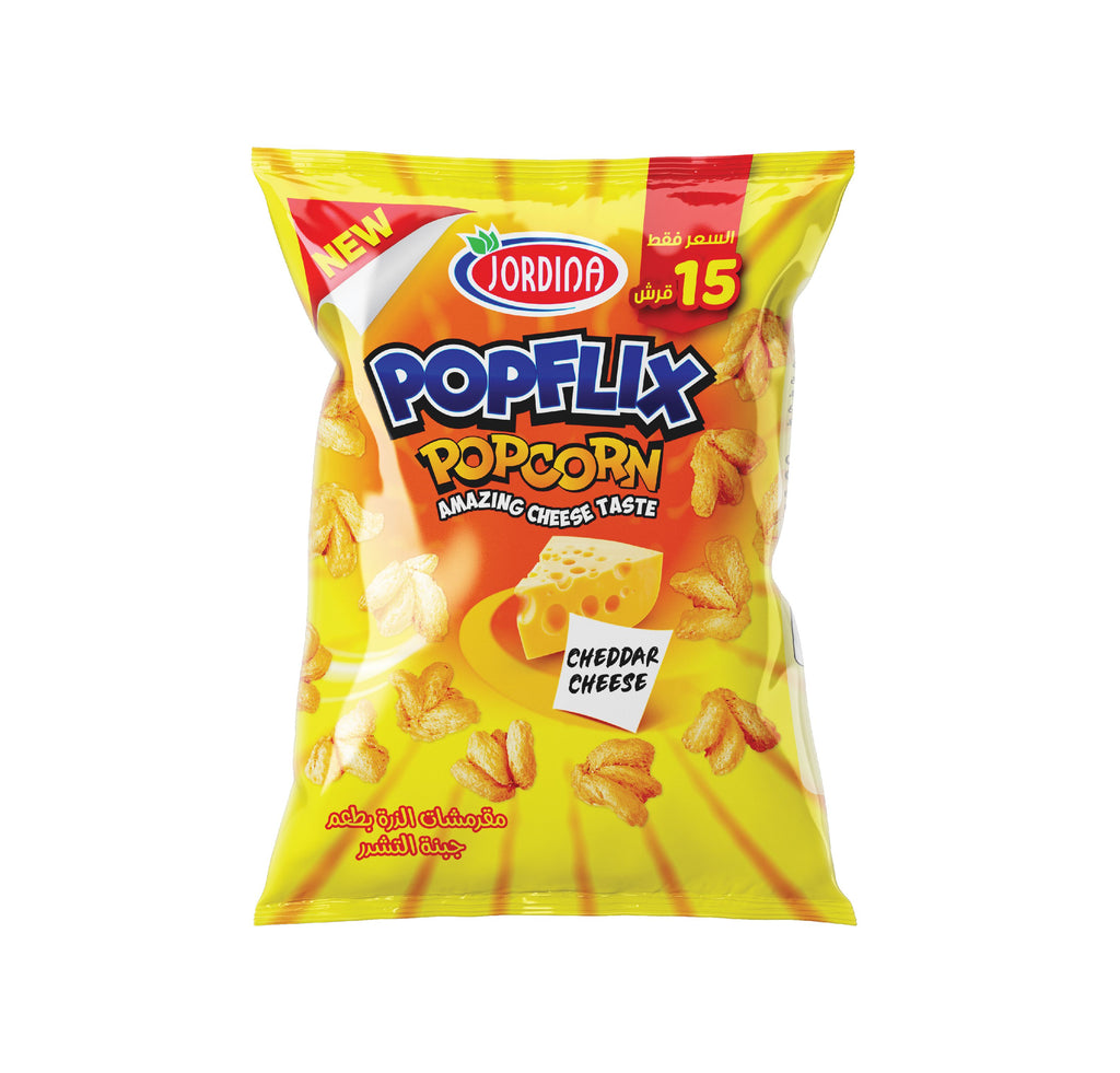 Jordina popflix popcorn cheddar cheese chips 40g