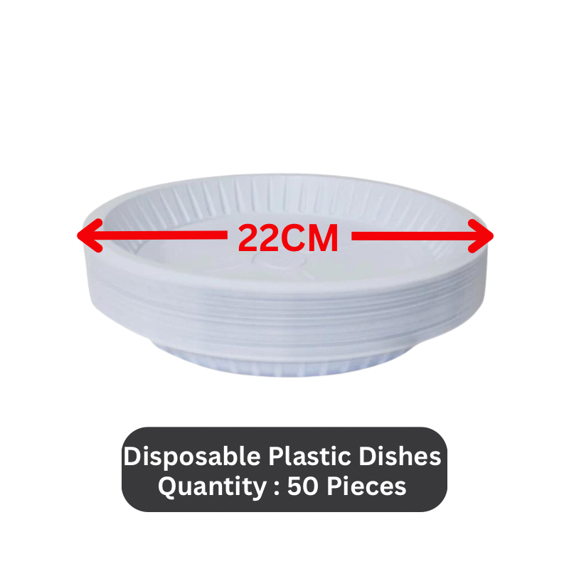 Disposable plastic dishes 22cm - 50pcs