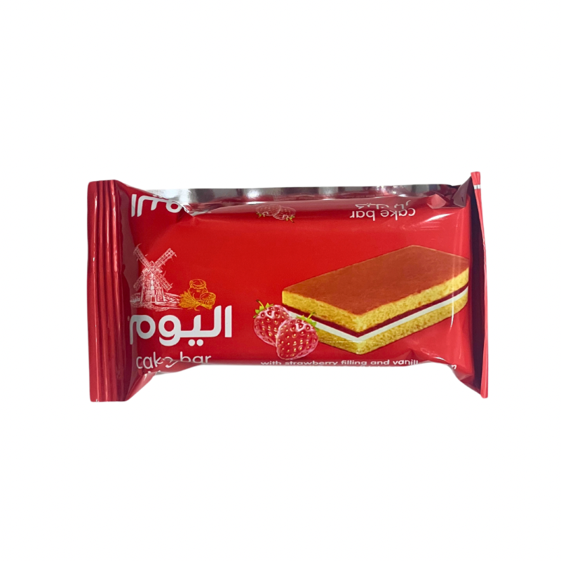 Alyoum cake bar with strawberry and vanilla cream filling 25g