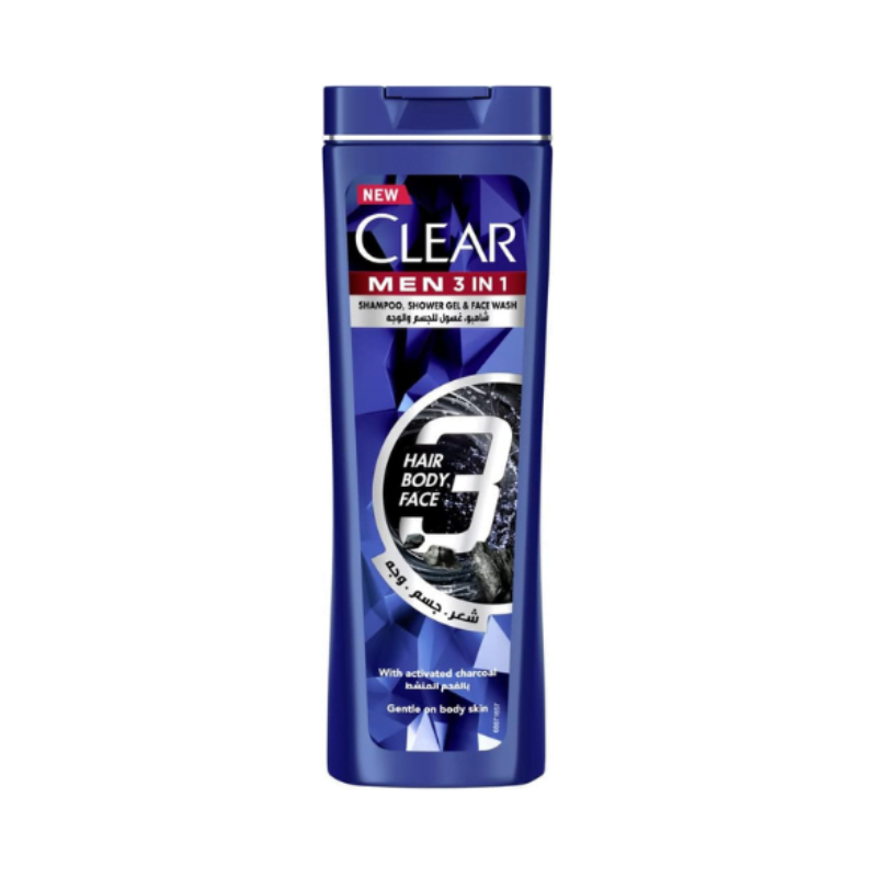 Clear men shampoo 3 in 1 with activated charcoal 360ml